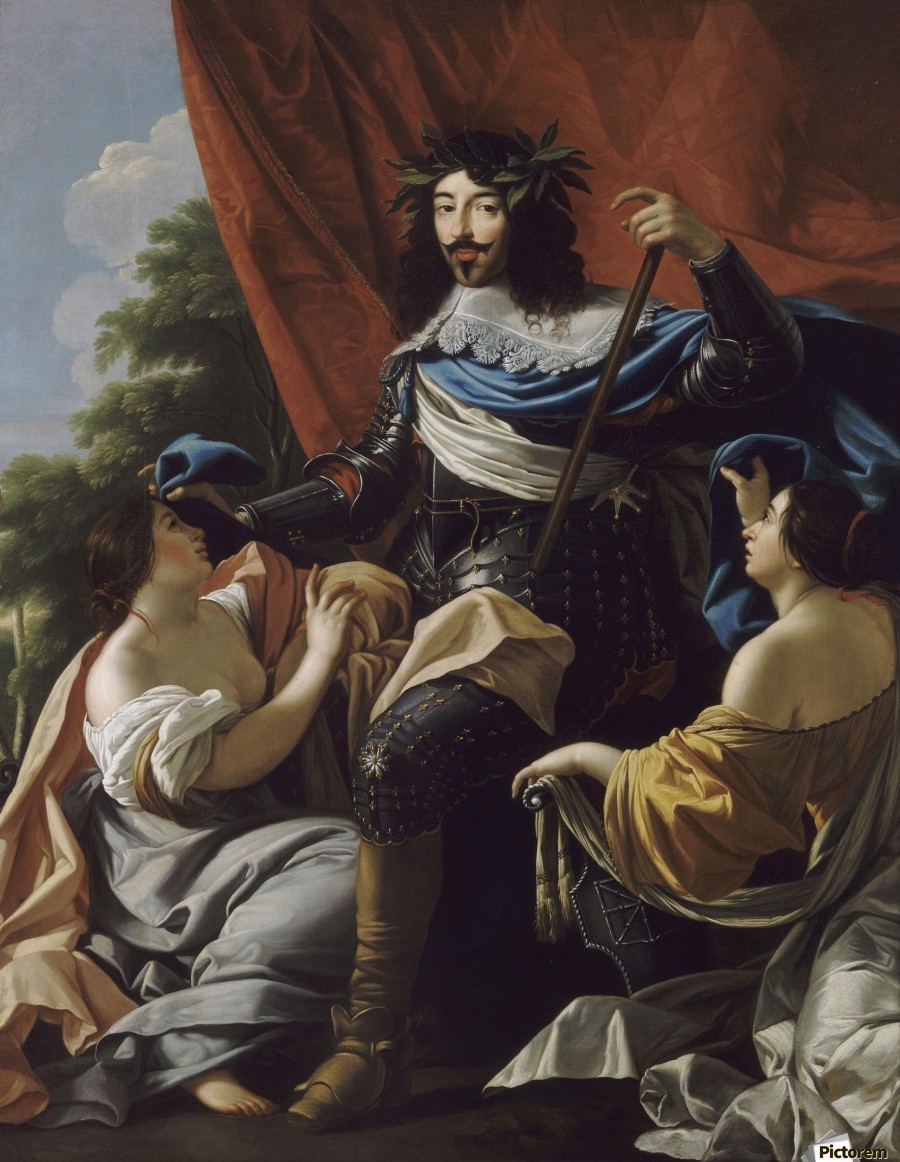 Allegorical portrait of King Louis XIII in armour by Simon Vouet Wall Art